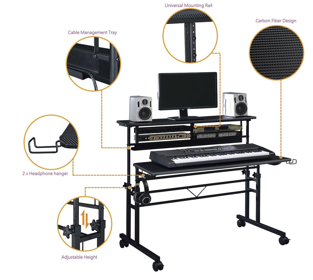 Musiea BE100 Series Sit-Stand Music Recording Studio Desk Workstation