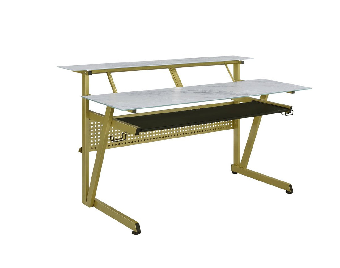 Musiea IM200 Series Tempered Glass Music Recording Studio Desk w/2 x 4