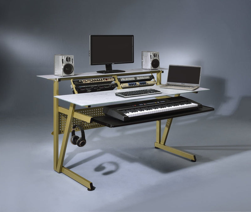 Musiea IM200 Series Tempered Glass Music Recording Studio Desk w/2 x 4